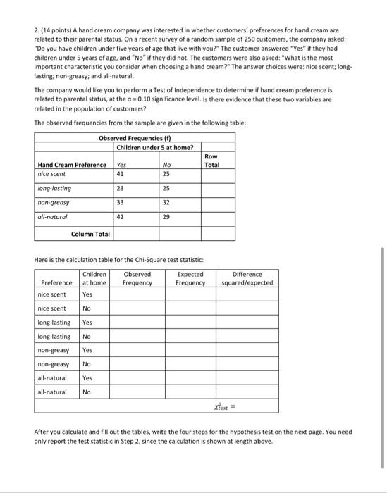 Solved For each problem, show at minimum: 1) The null and | Chegg.com