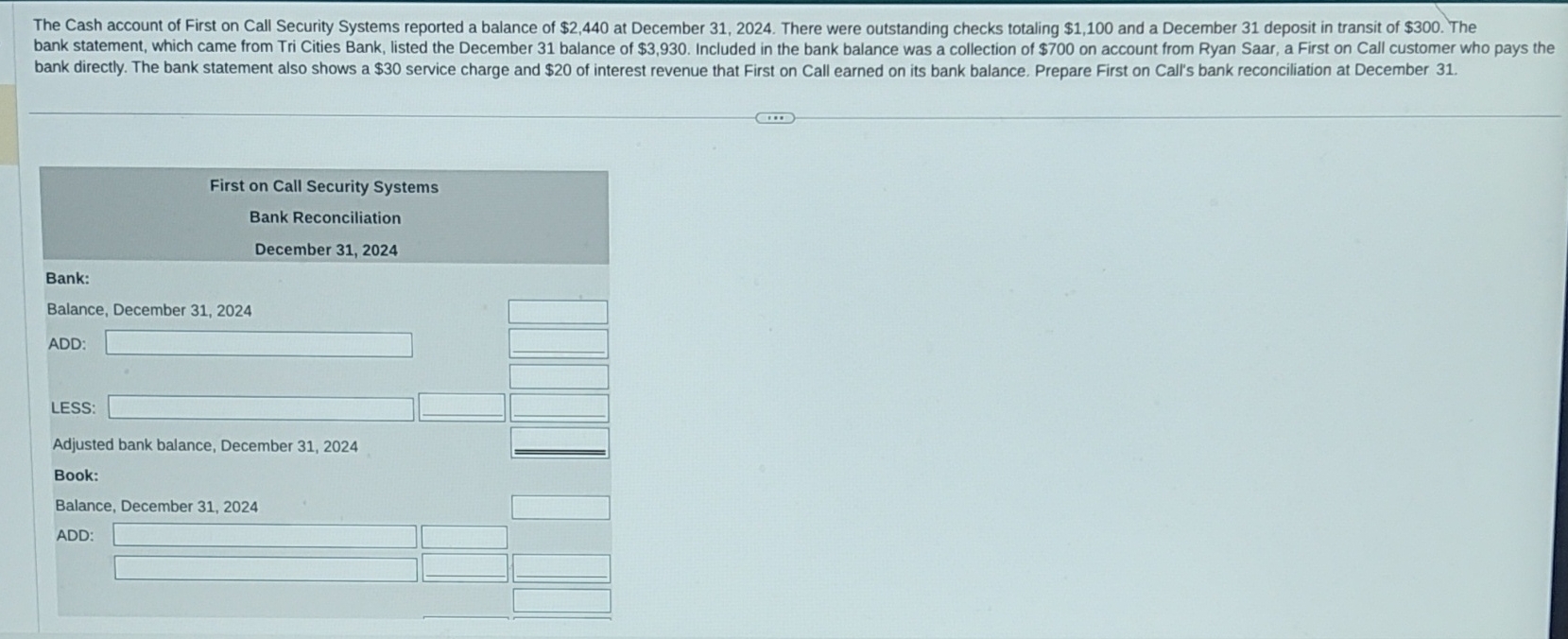 Solved The Cash account of First on Call Security Systems | Chegg.com
