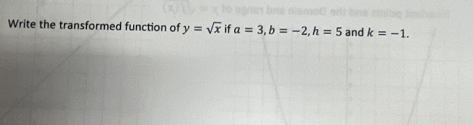 Solved Write the transformed function of y=x2 ﻿if | Chegg.com