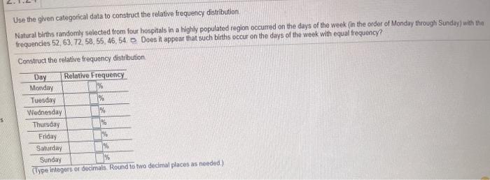 Solved Use the given categorical data to construct the | Chegg.com