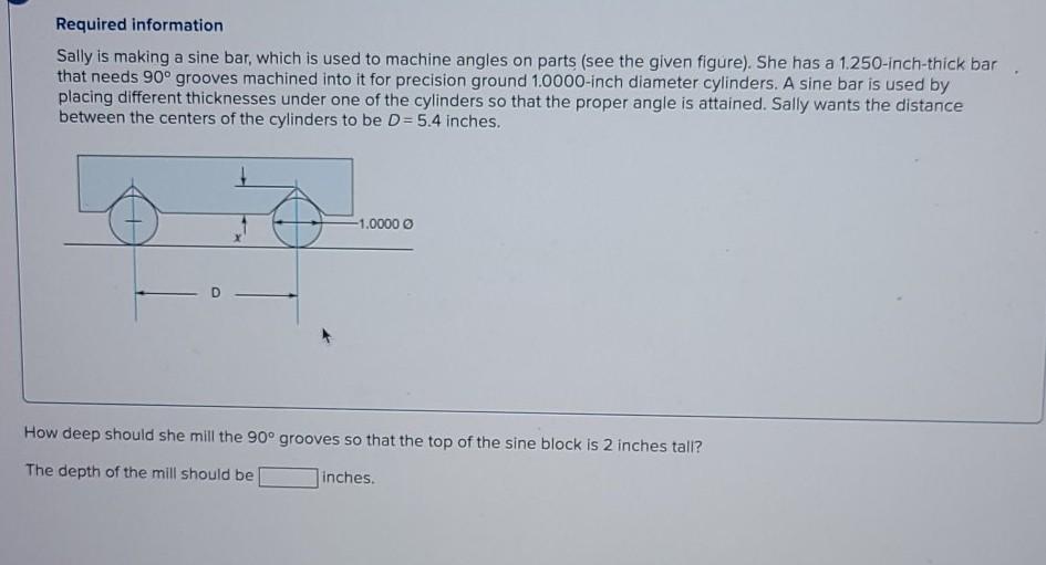 Solved Required information Sally is making a sine bar, | Chegg.com