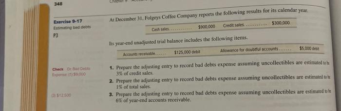 Solved 1. Prepare the adjusting entry to record bad debts | Chegg.com