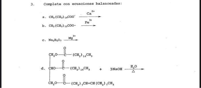 Solved 3. Complete con ecuaciones balanceadas: c. Na2 | Chegg.com