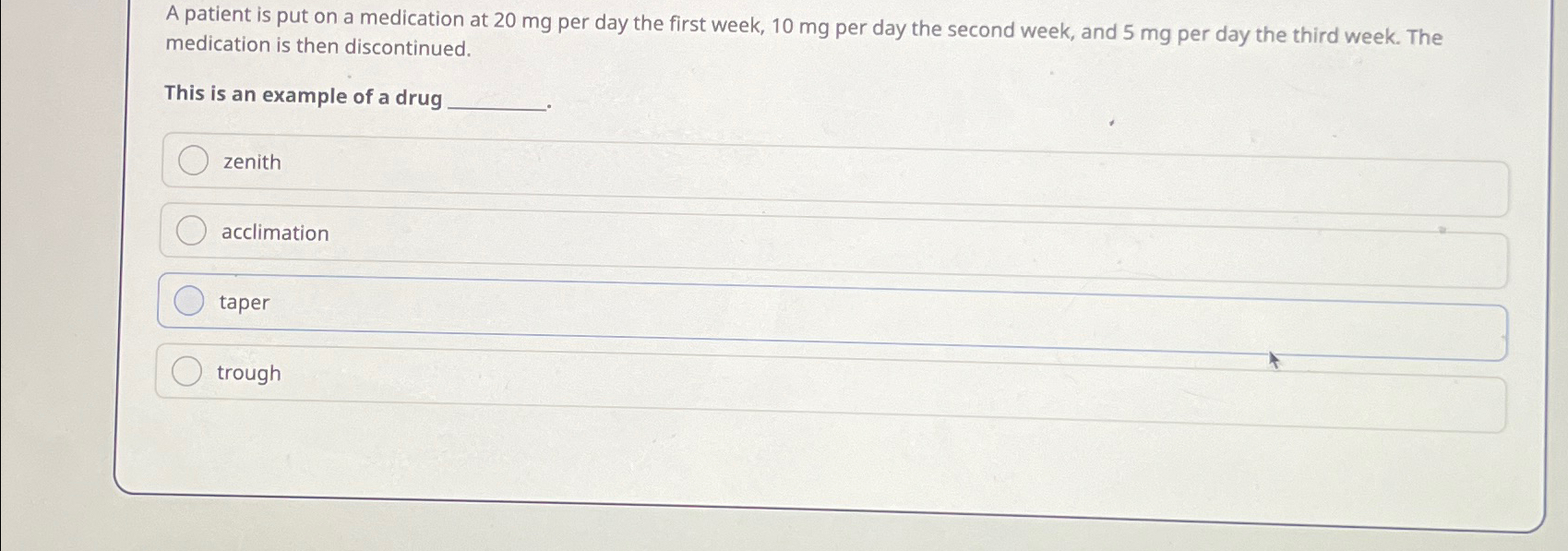 Solved A Patient Is Put On A Medication At 20mg ﻿per Day The