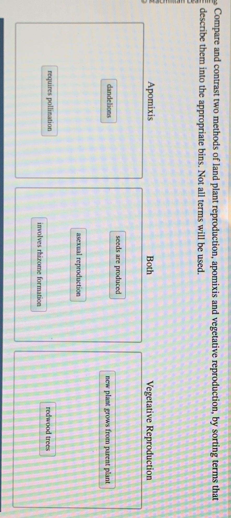 Solved Compare and contrast two methods of land plant | Chegg.com