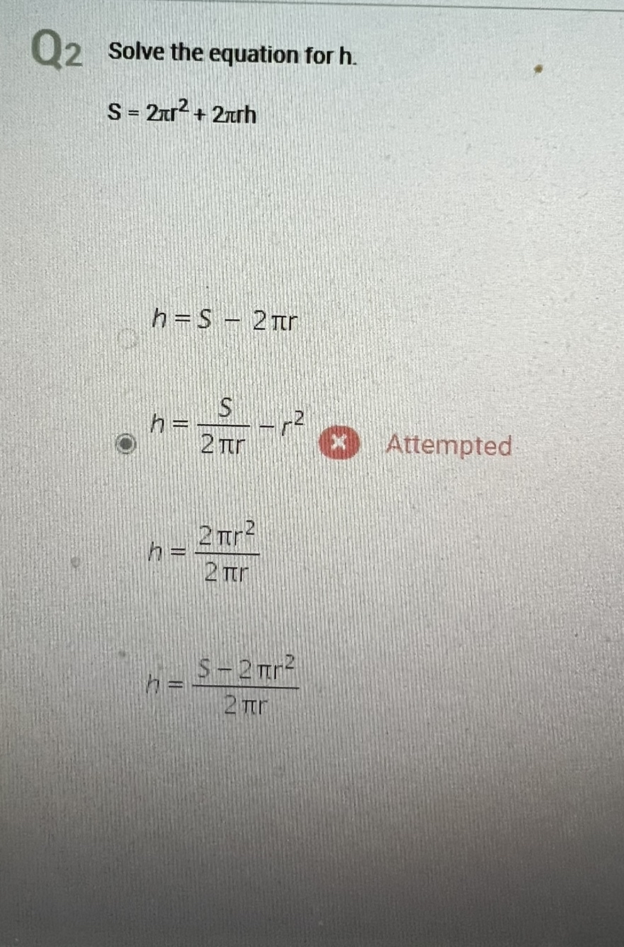 Solved Q2 ﻿solve the equation for | Chegg.com