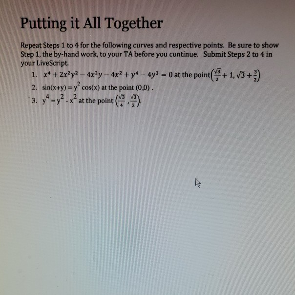 Solved Calculus 1, Lab #7 Implicit Plots and Tangent Lines | Chegg.com