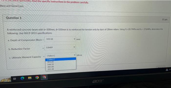 Solved following. Use NSCP 2015 speclfications. a. Depth of | Chegg.com