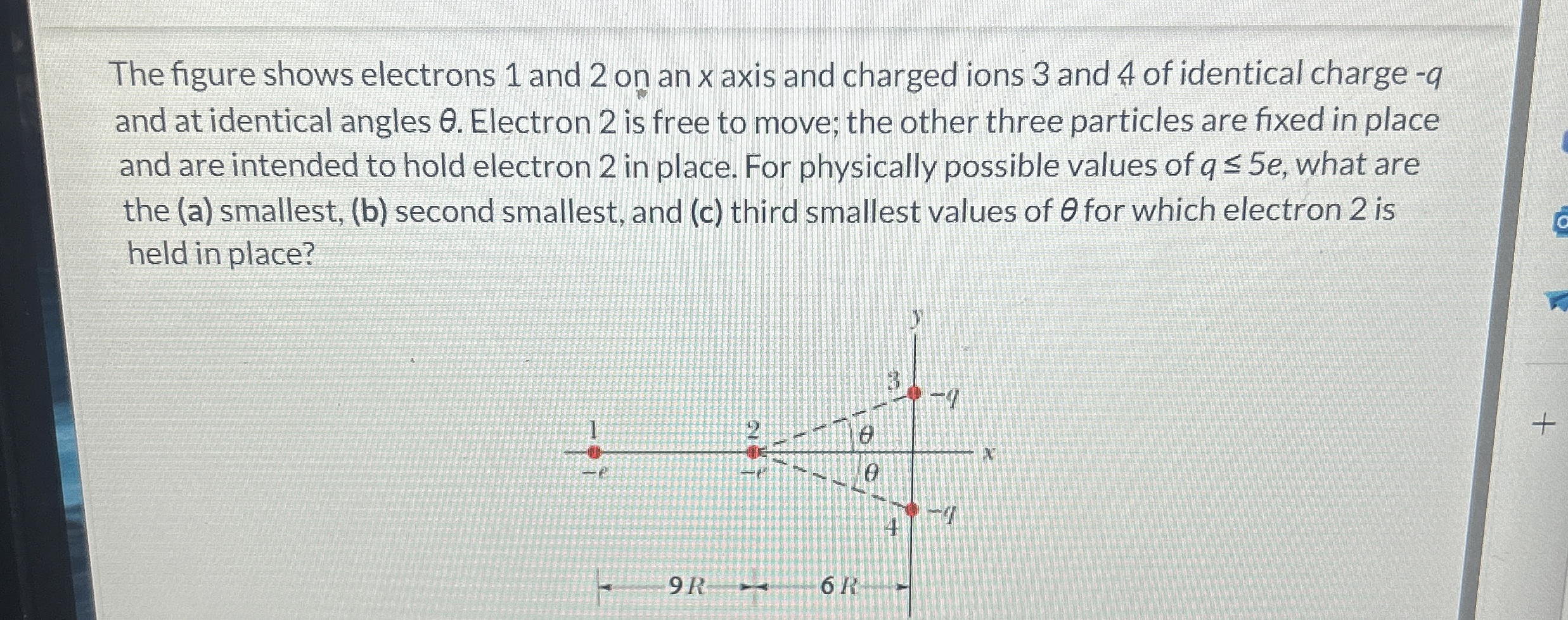 Solved The figure shows electrons 1 ﻿and 2 ﻿on an x ﻿axis | Chegg.com