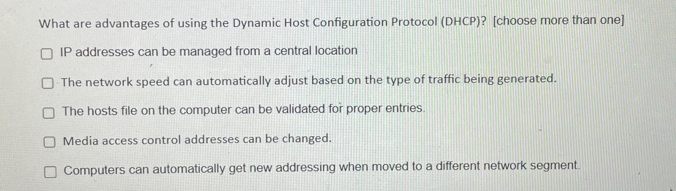 Solved What are advantages of using the Dynamic Host | Chegg.com