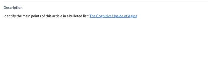 Solved Description Identify the main points of this article | Chegg.com