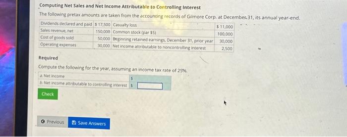 Solved Computing Net Sales and Net Income Attributable to | Chegg.com