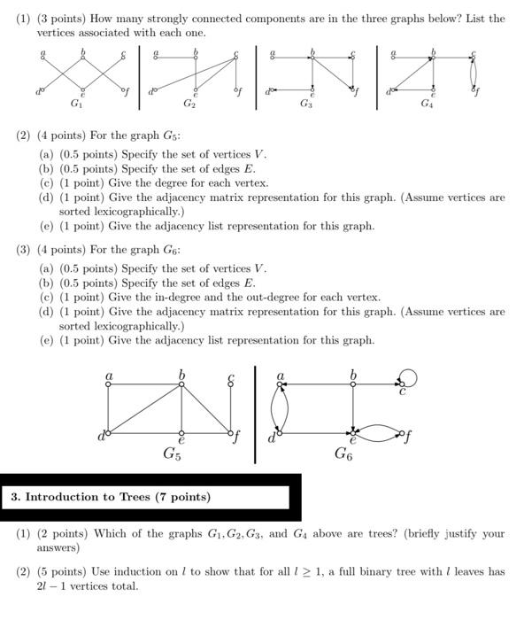 Solved (1) (3 points) How many strongly connected components | Chegg.com