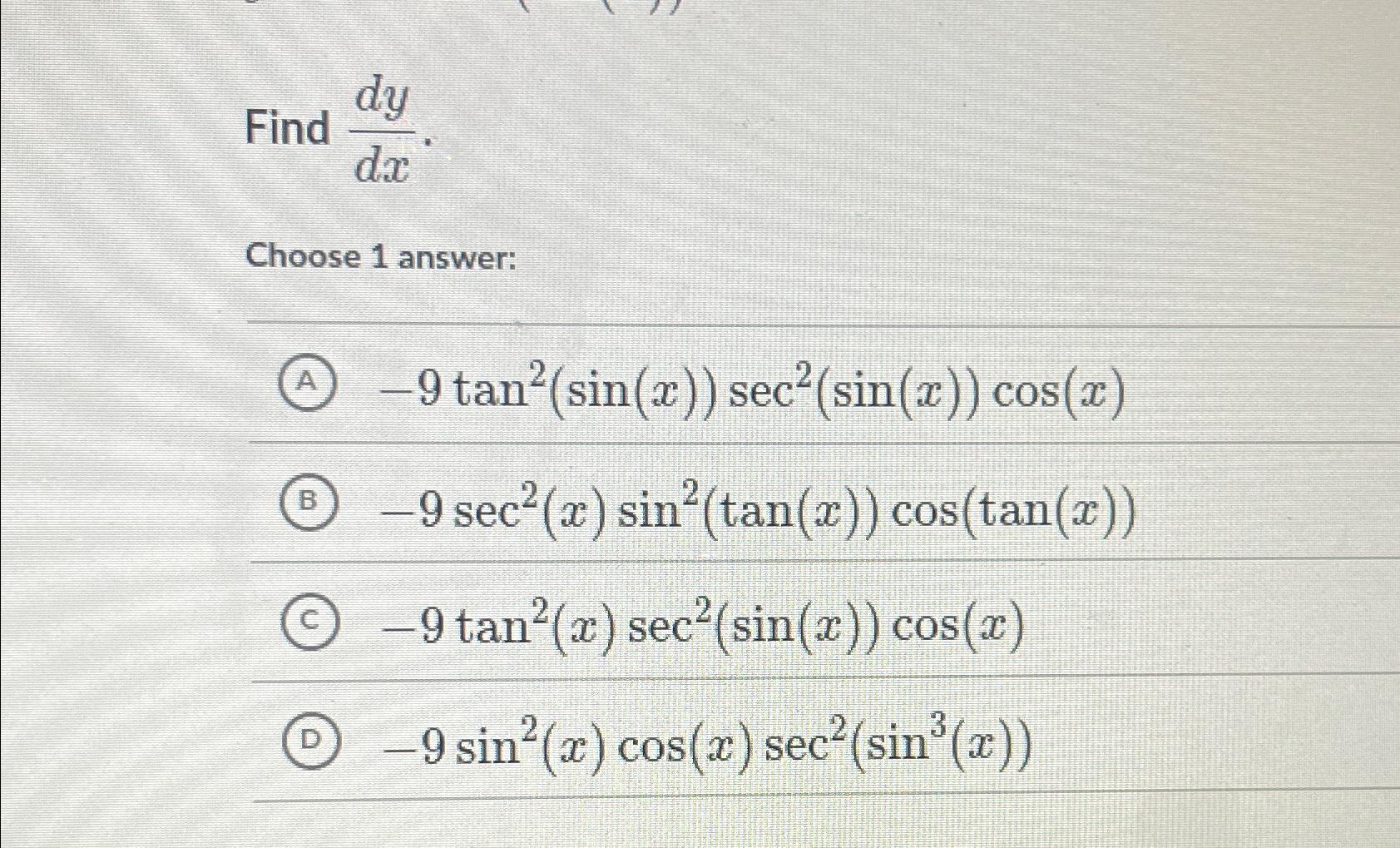 Find Dydx Choose 1