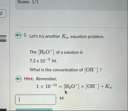 Solved Score: 1/15. ﻿Let's try another Kw ﻿equation | Chegg.com