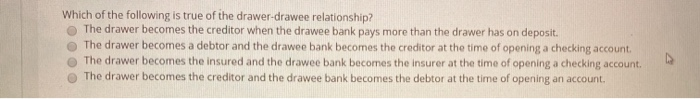 Solved Which of the following is true of the drawer-drawee | Chegg.com