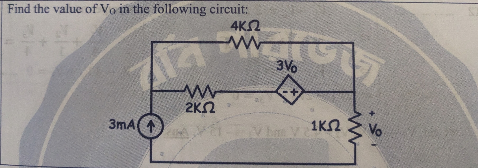 Solved Find the value of VO ﻿in the following circuit: | Chegg.com