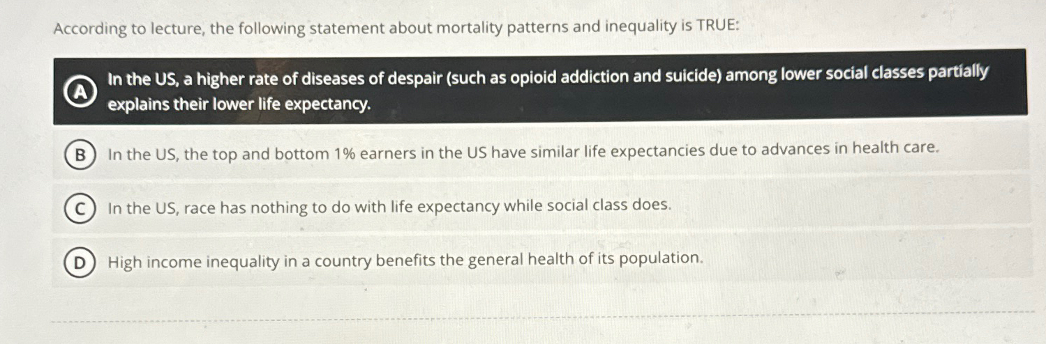 Solved According to lecture, the following statement about | Chegg.com