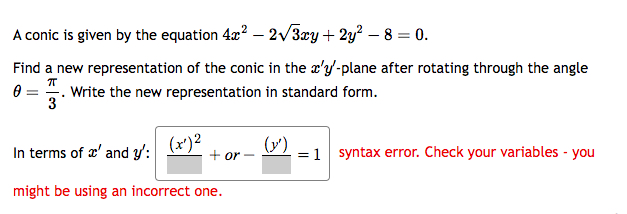Solved A conic is given by the equation | Chegg.com