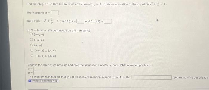 Solved Find an integer n so that the interval of the form | Chegg.com