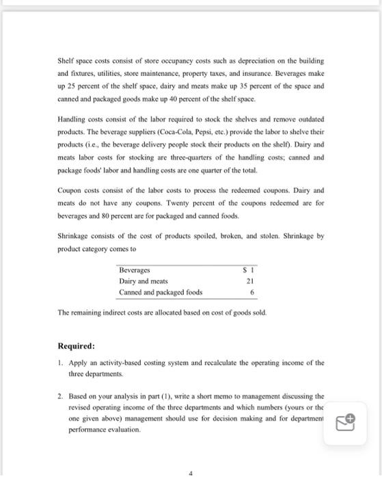 Required:1. Apply an activity-based costing system | Chegg.com