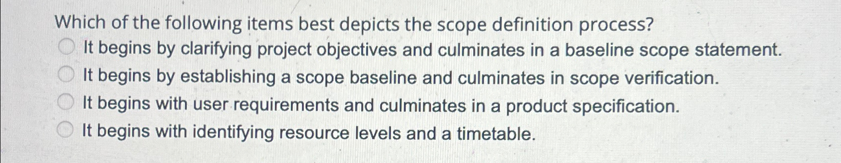 Solved Which of the following items best depicts the scope | Chegg.com