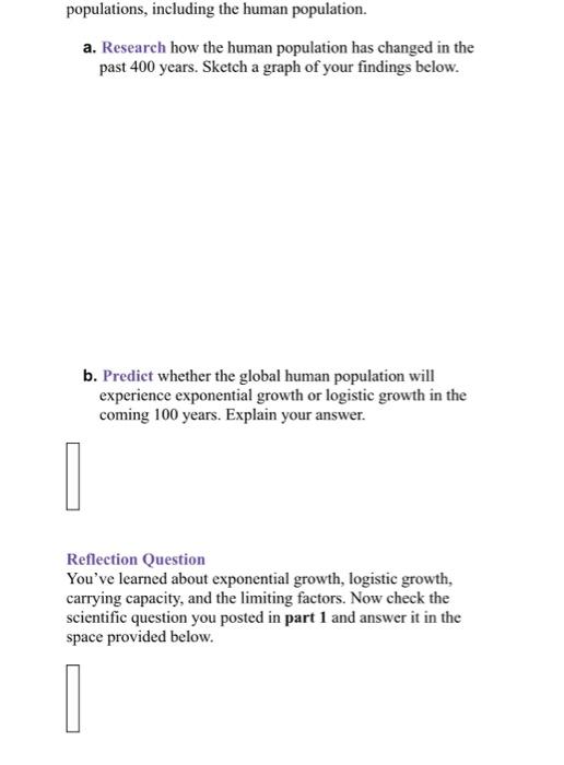 Solved Modeling Population Growth Follow the instructions to | Chegg.com
