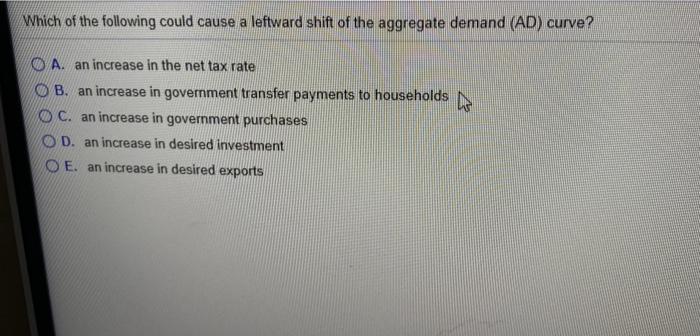 Solved Which of the following could cause a leftward shift | Chegg.com