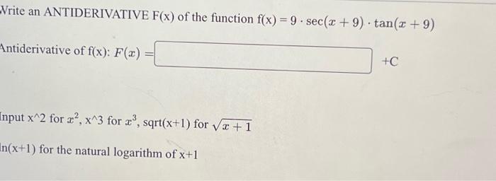 Solved f(x)=1−x2−4f(x)=x2−5exFind the general antiderivative | Chegg.com