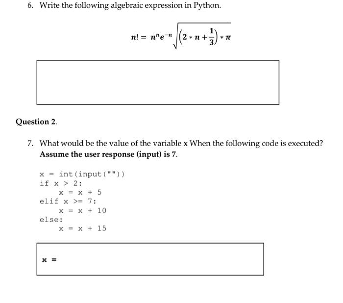 Solved 6 Write The Following Algebraic Expression In