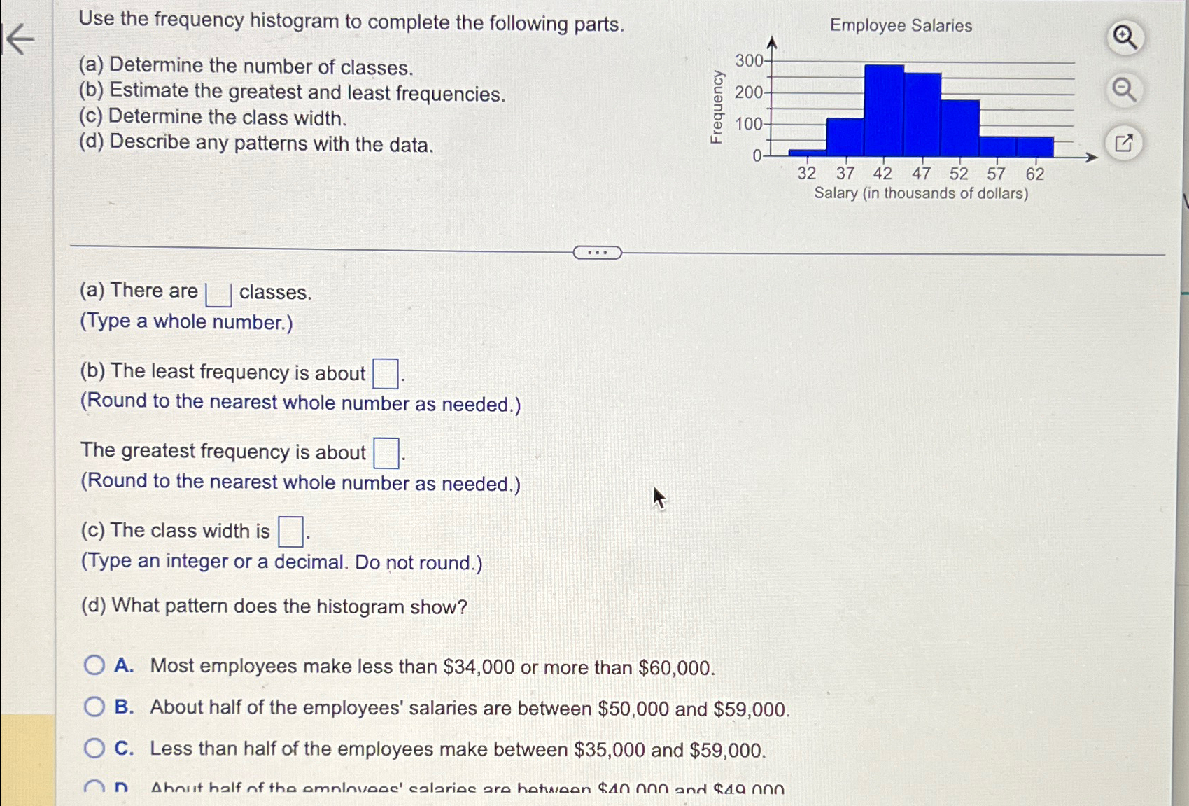 Solved Use the frequency histogram to complete the following | Chegg.com