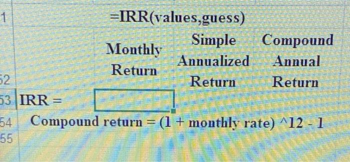 Solved first the problem and then solve the IRR , monthly | Chegg.com