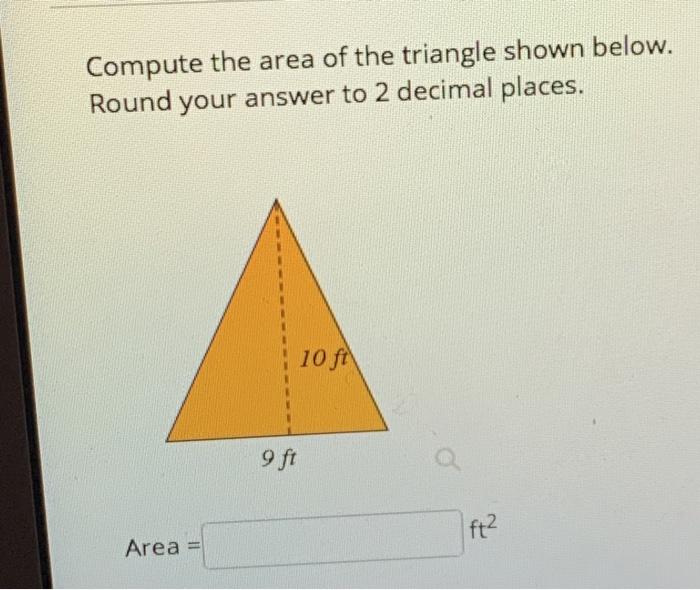 Solved Compute the area of the triangle shown below. Round | Chegg.com