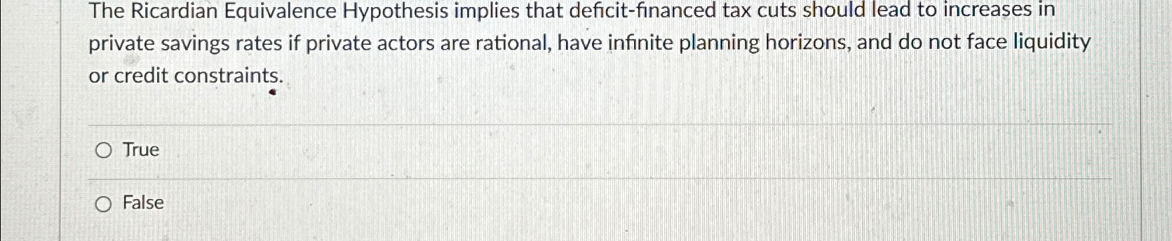Solved The Ricardian Equivalence Hypothesis implies that | Chegg.com