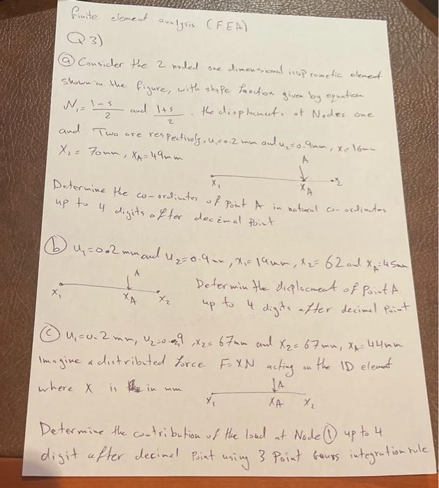 Solved a) Consider the two-noded one-dimensional | Chegg.com