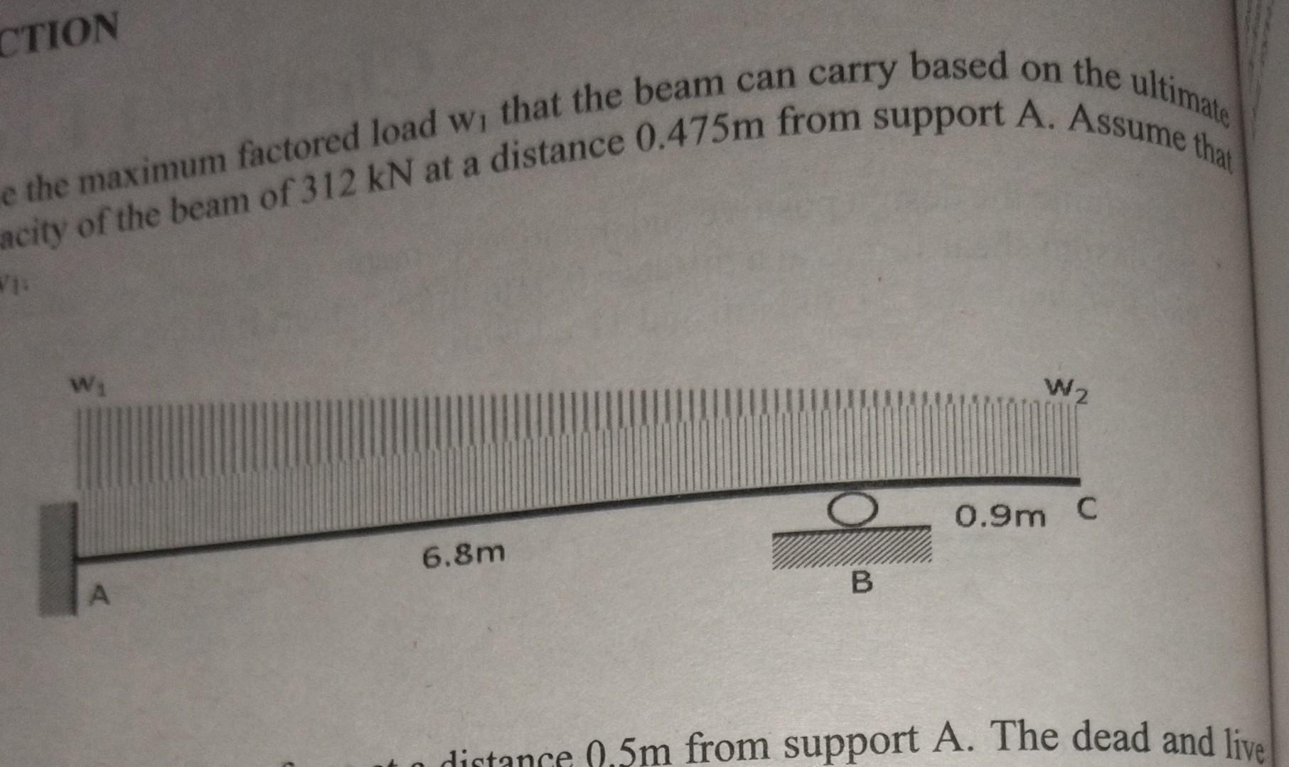 Solved Determine the maximum factored load w1 that the beam | Chegg.com