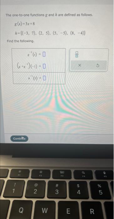 Solved The one-to-one functions g and h are defined as | Chegg.com