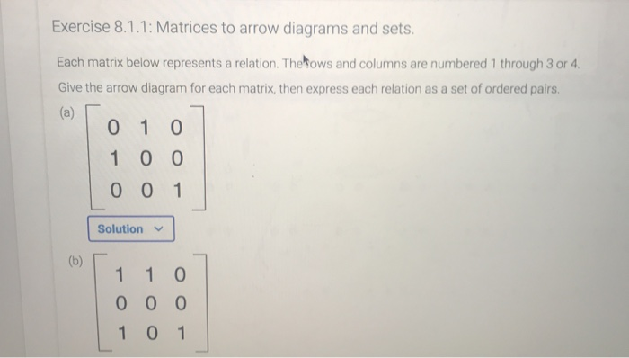 Solved Exercise 8 1 1 Matrices To Arrow Diagrams And Sets