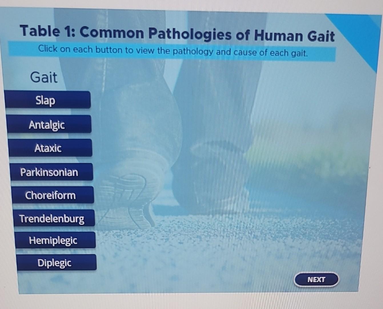 Solved Fill the rancho gait form for each pathology of human | Chegg.com
