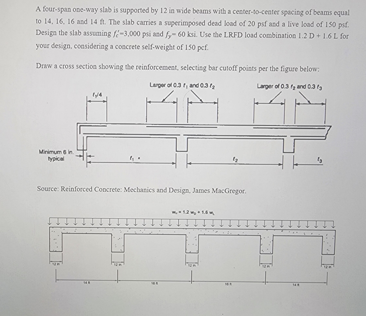 Solved A four-span one-way slab is supported by 12 ﻿in wide | Chegg.com