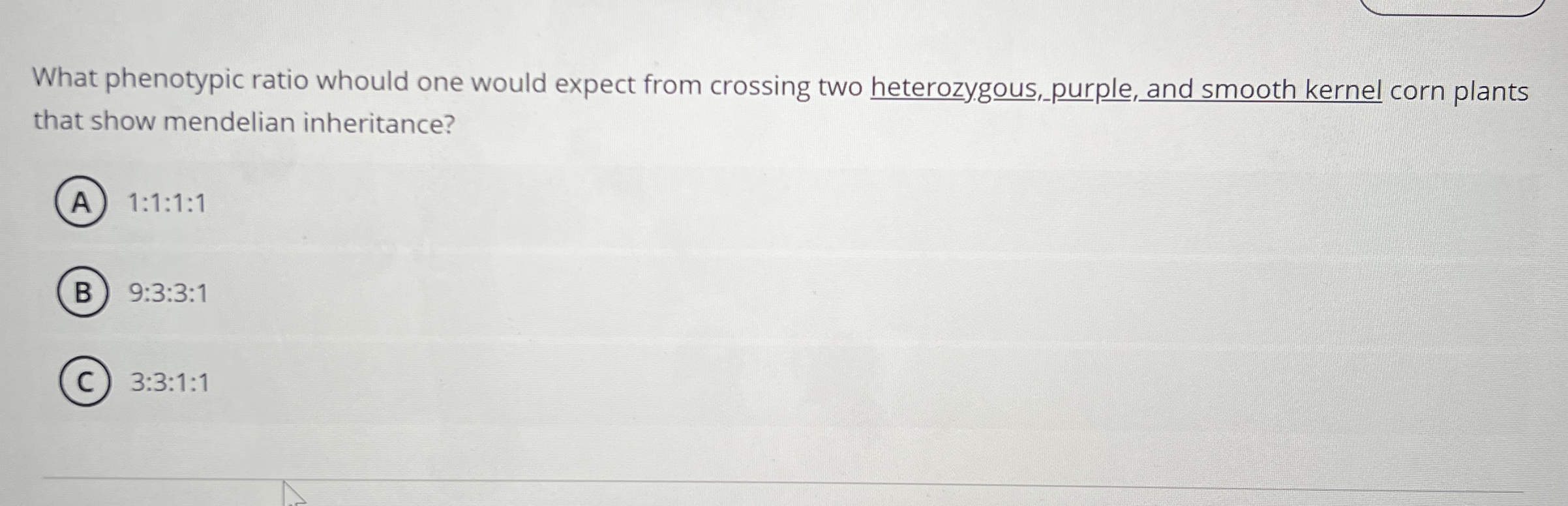 Solved What phenotypic ratio whould one would expect from | Chegg.com
