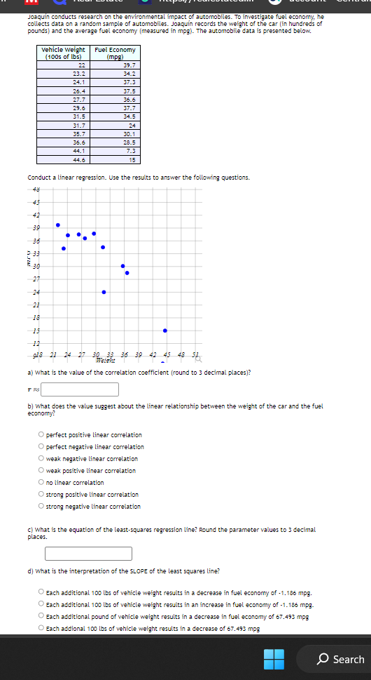 collects data on a random sample of automobiles. | Chegg.com