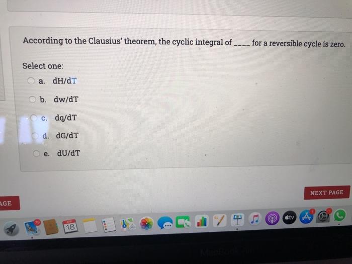 Solved According to the Clausius' theorem, the cyclic | Chegg.com