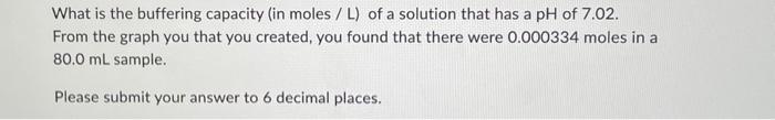 Solved What is the buffering capacity (in moles / L ) of a | Chegg.com