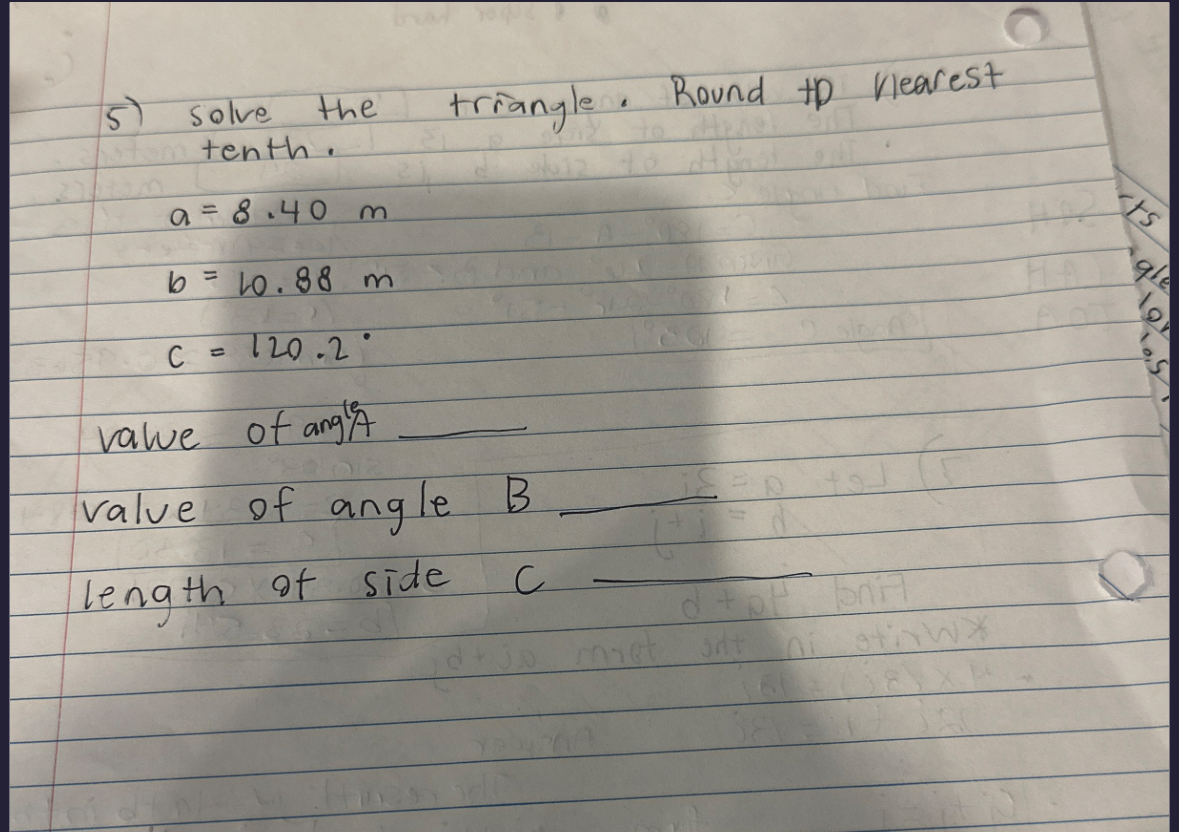 Solved Solve the triangle. Round tp riearest | Chegg.com