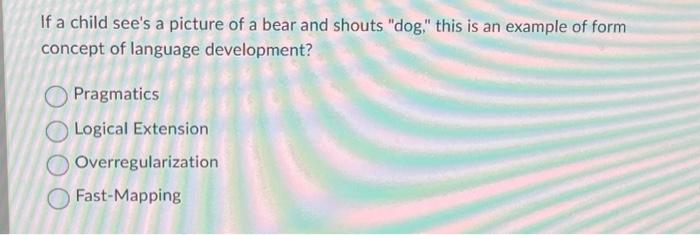 Solved If a child see's a picture of a bear and shouts | Chegg.com