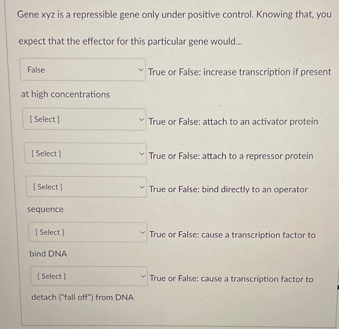 Solved Gene xyz is a repressible gene only under positive | Chegg.com