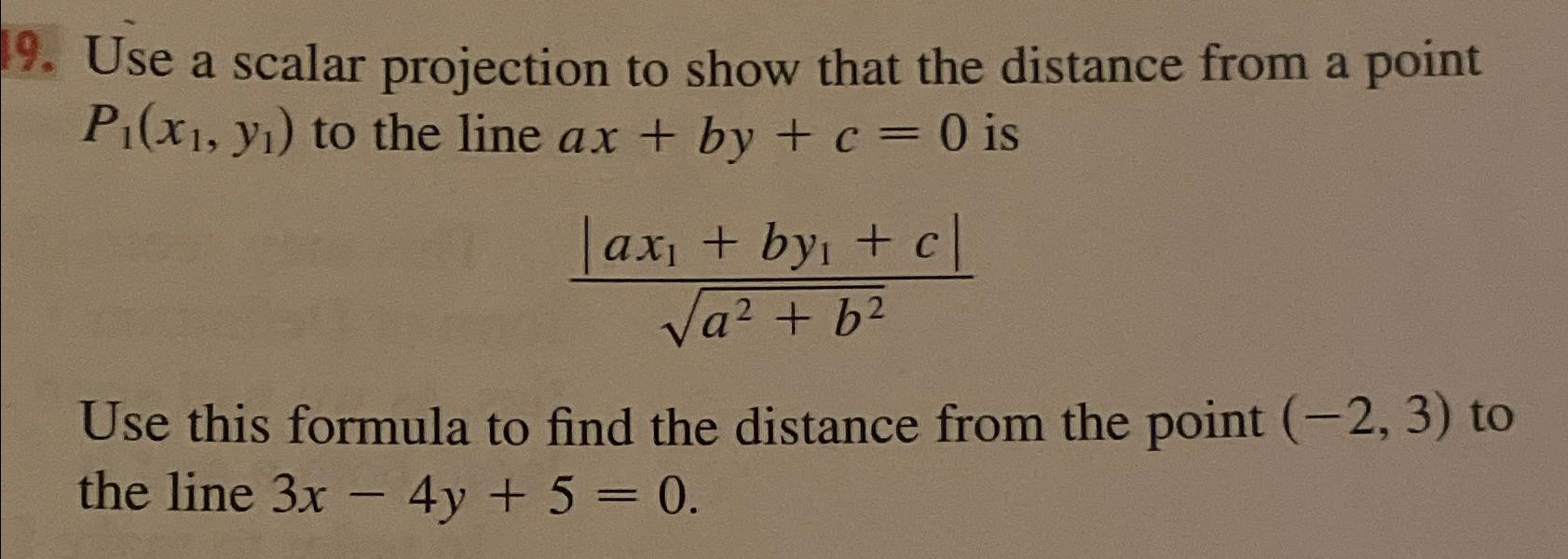 Solved Use A Scalar Projection To Show That The Distance