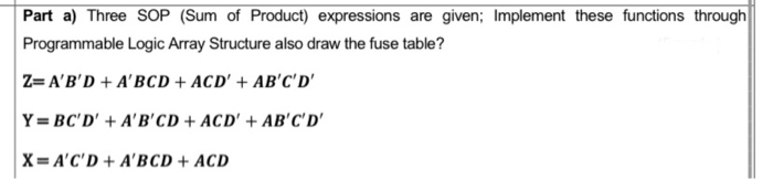 Solved Part a) Three SOP (Sum of Product) expressions are | Chegg.com
