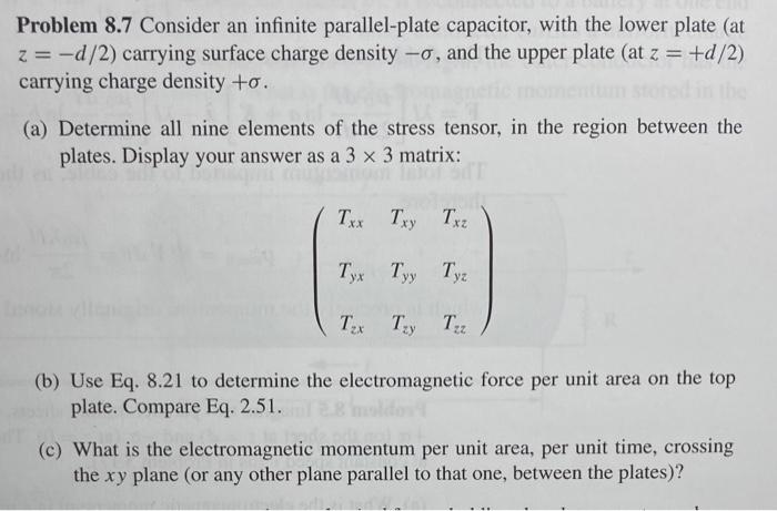 Solved Problem 8.7 Consider an infinite parallel-plate | Chegg.com